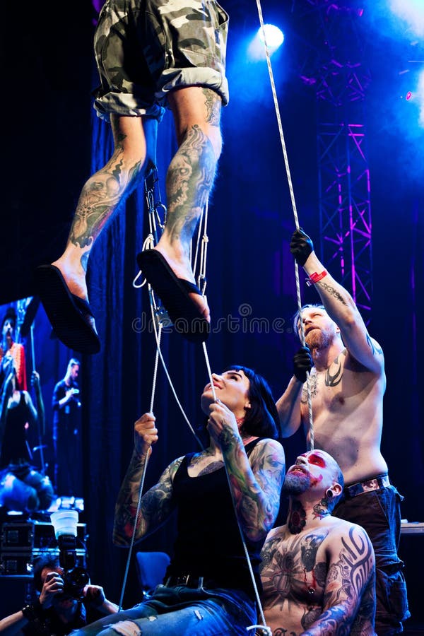 Freak Show and Suspension Performance. Prague Editorial Image - Image ...
