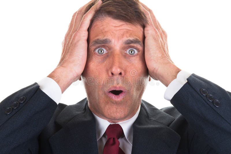 Freaked out Businessman stock photo. Image of head, handsome - 28097176