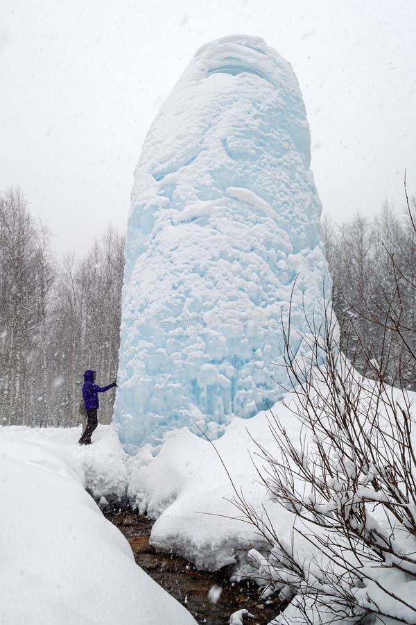 Freaks of Nature. Huge Icicle Formed Around a Source of Artesian Stock ...