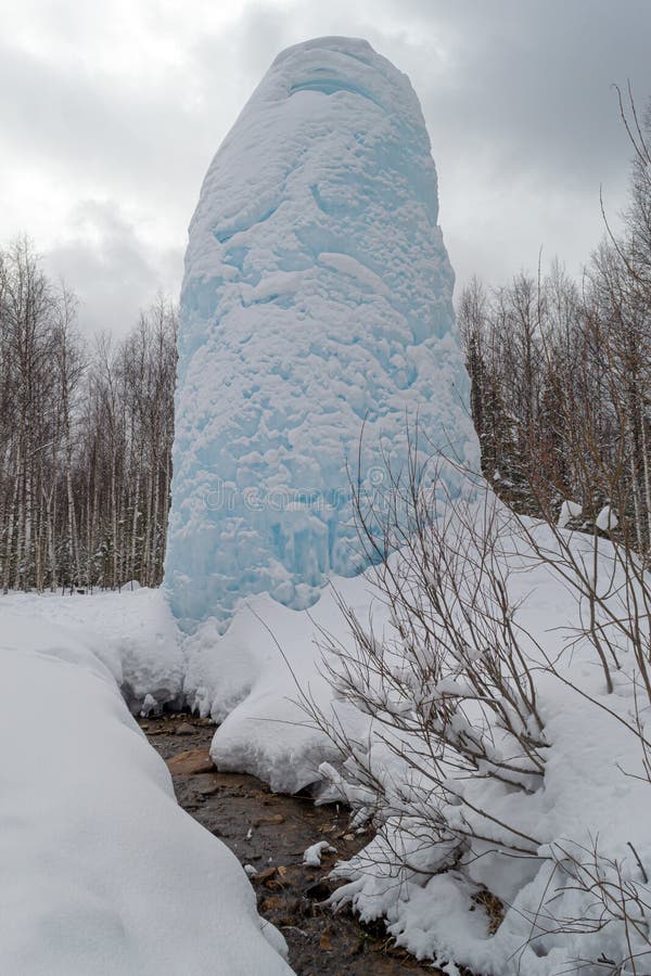 Freaks of Nature. Huge Icicle Formed Around a Source of Artesian Stock ...