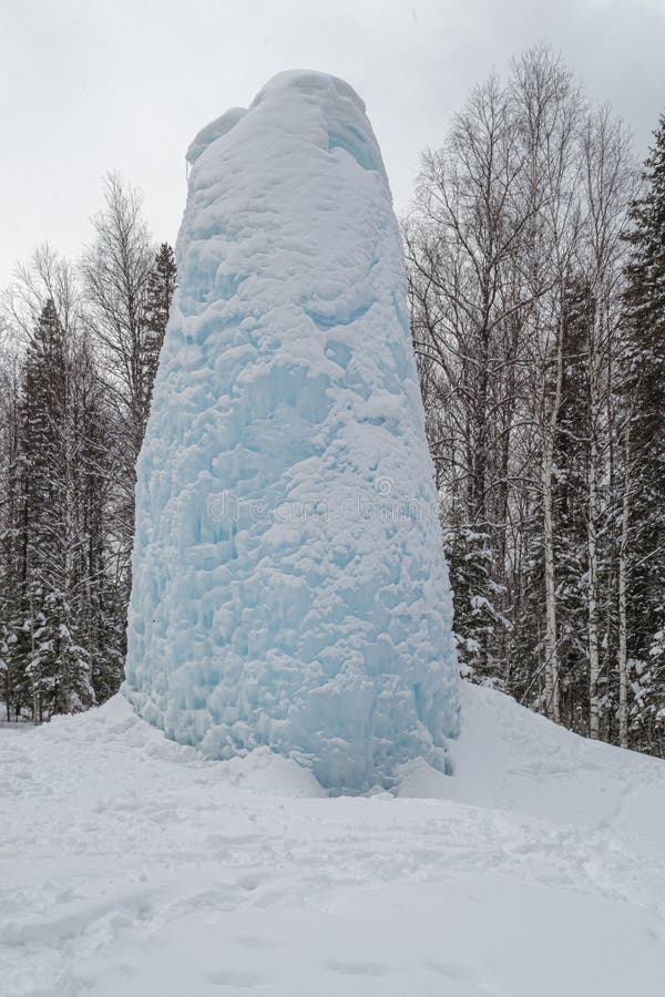 Freaks of Nature. Huge Icicle Formed Around a Source of Artesian Stock ...