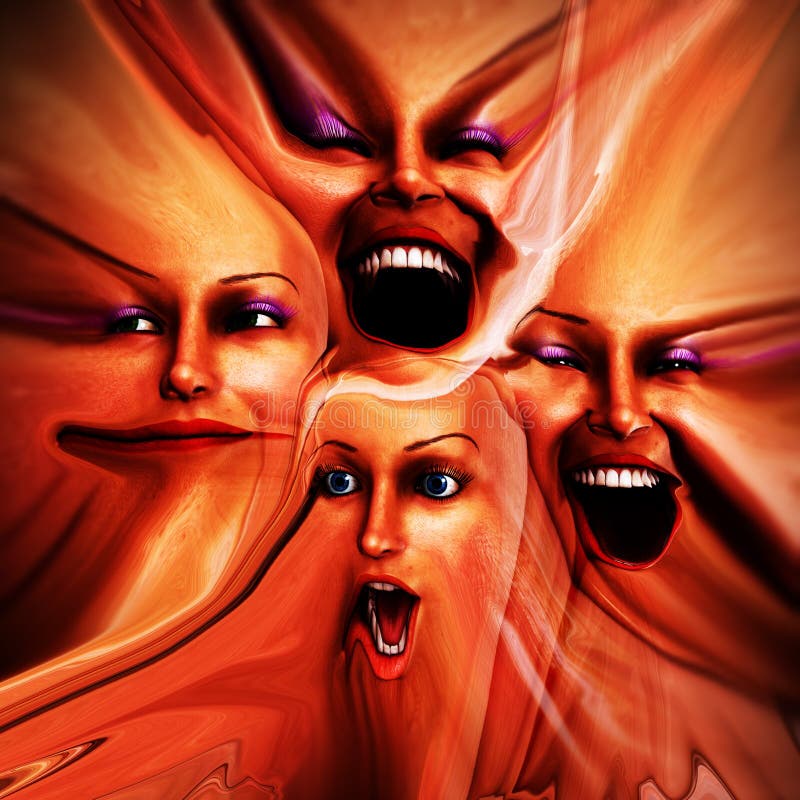 Freaky Female Emotions 15 stock illustration. Illustration of contended ...