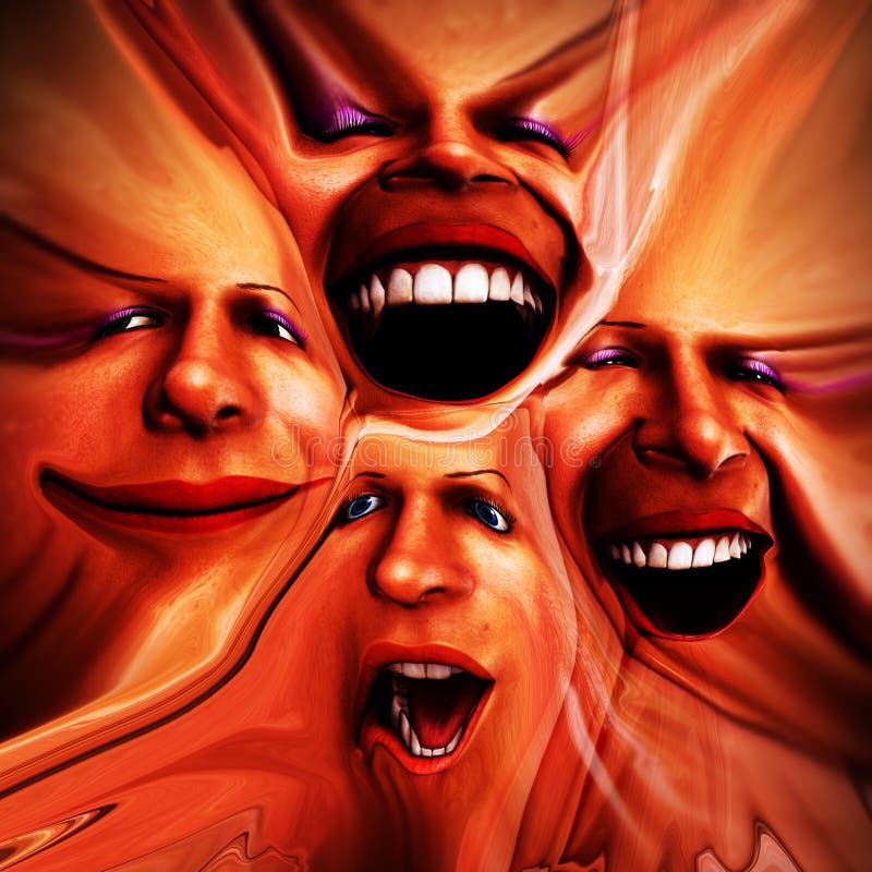 Freaky Female Emotions 15 stock illustration. Illustration of contended ...