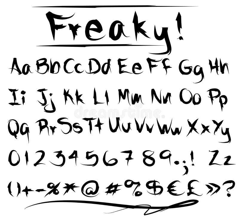Freaky font alphabet stock illustration. Illustration of alphabet ...