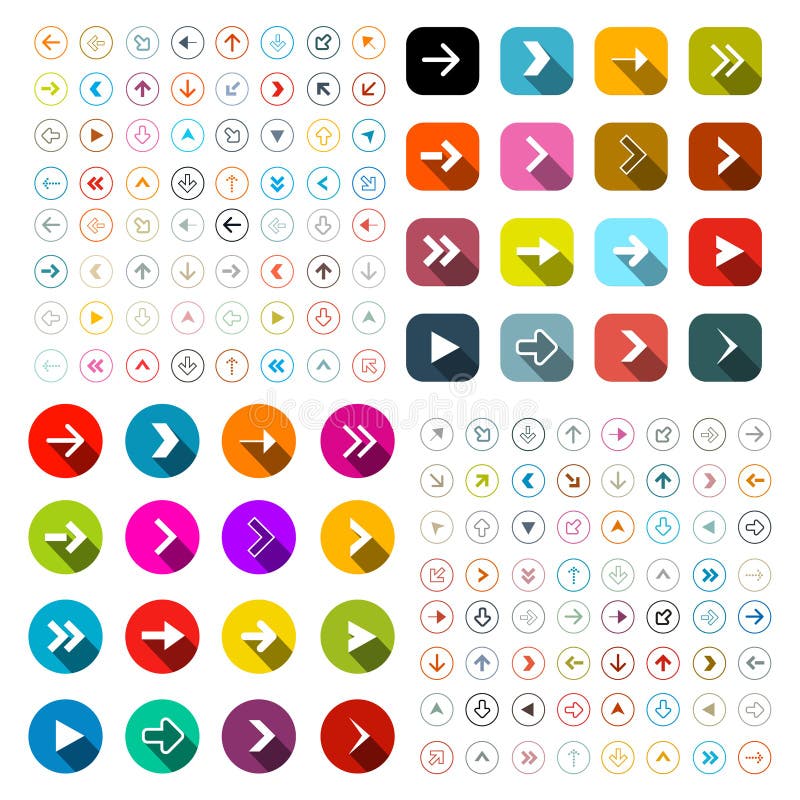 Icone Freccia Simboli Delle Frecce a Colori Vettoriali Illustrazione ...