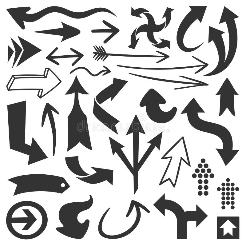 Frecce nere illustrazione vettoriale. Illustrazione di matita - 25327811