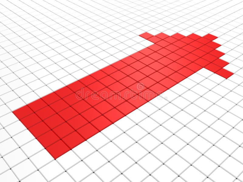 Freccia Lucida Rossa Su Superficie Bianca Illustrazione di Stock ...