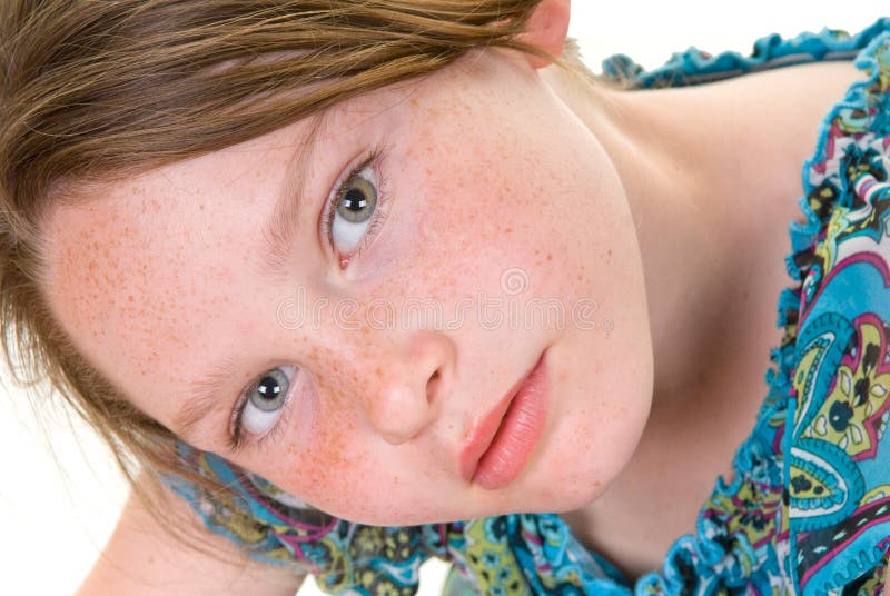 Freckle faced girl stock photo. Image of tweenager, close - 14000696