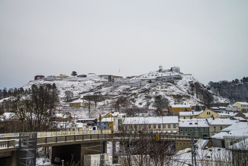 Fredriksten Fortress Covered in Snow Stock Photo - Image of seasonal ...