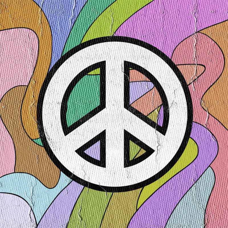 Fredsymbol vektor illustrationer. Illustration av psykedelisk - 74190620