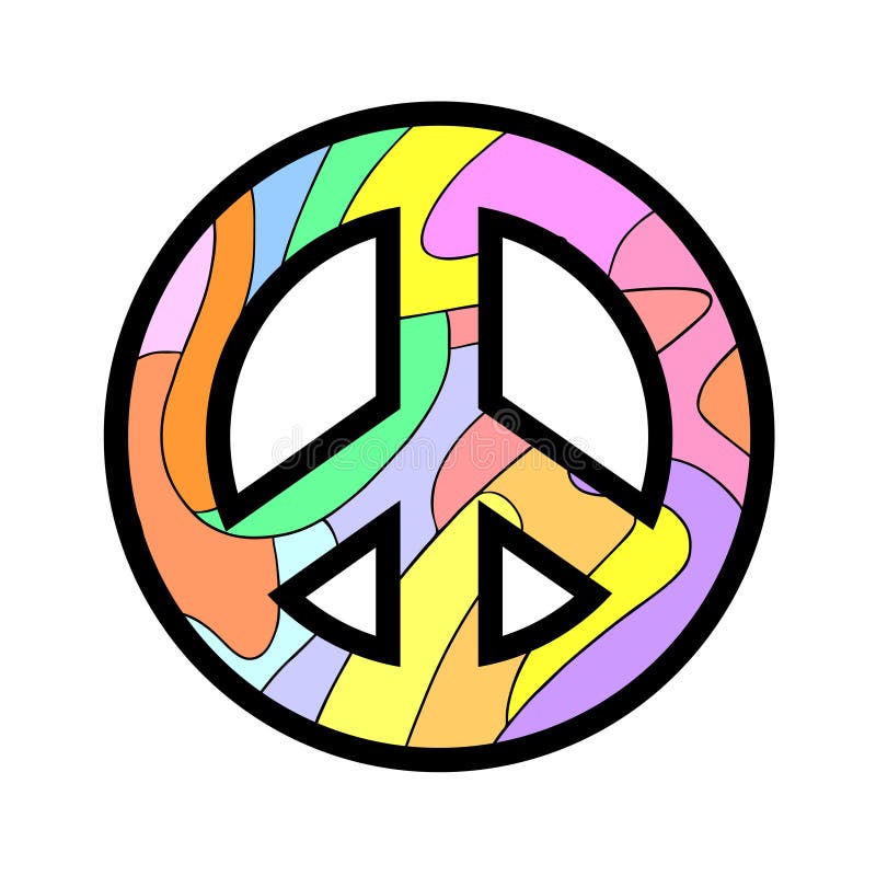 Fredsymbol vektor illustrationer. Illustration av psykedelisk - 74190620