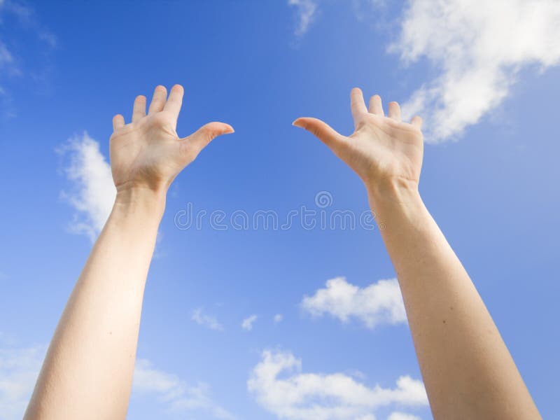 Hand Reaching Out Towards the Sky Stock Image - Image of goal, raised ...