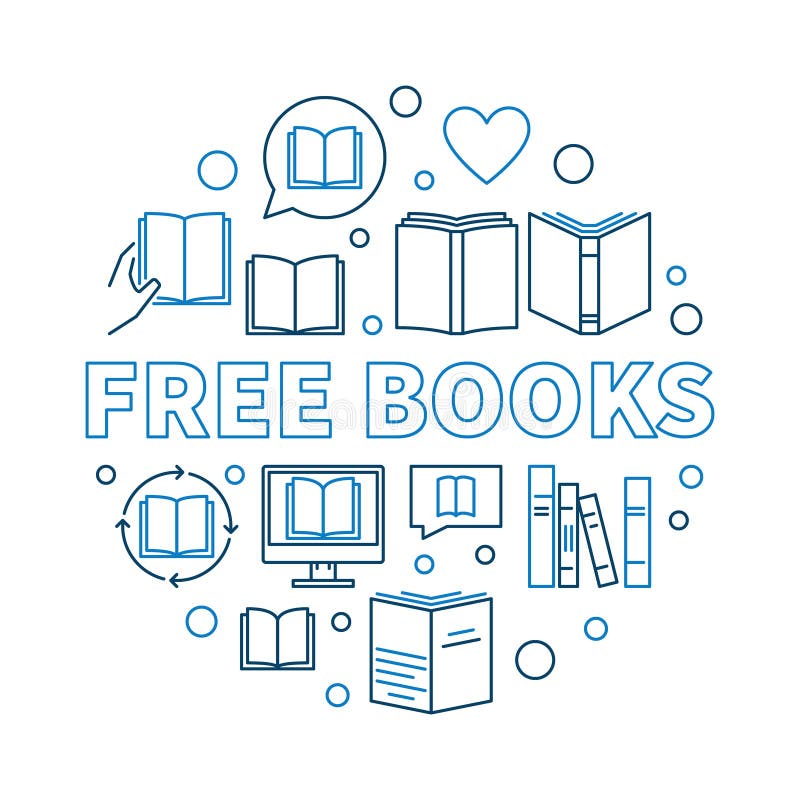 Free Books Concept Blue Circular Outline Vector Illustration Stock ...
