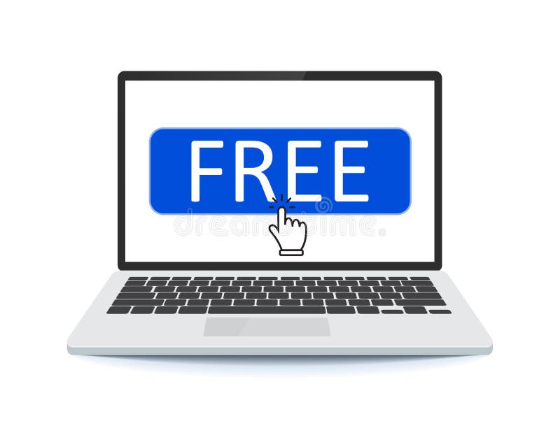 Free Button on a Laptop with a Cursor. Vector Illustration Stock Vector ...