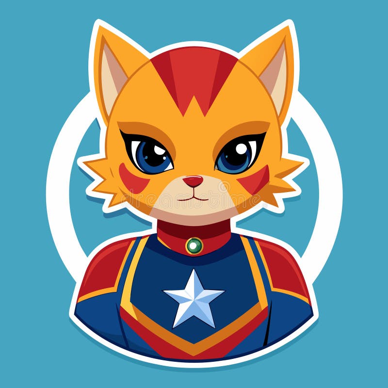 Free Captain Marvel Cat Sticker Vector File Download. Stock Vector ...