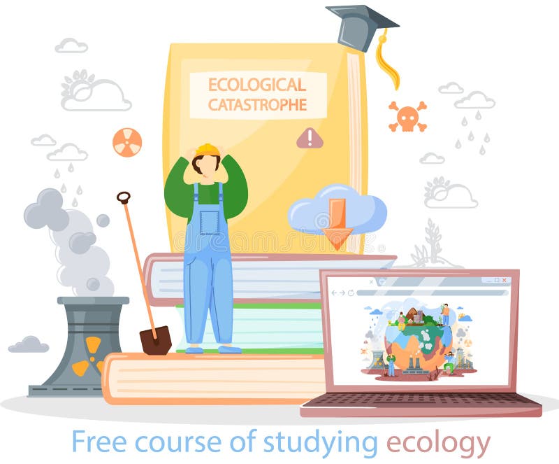 Free Course of Studying Ecology Vector Banner. Ecologist Scientist ...