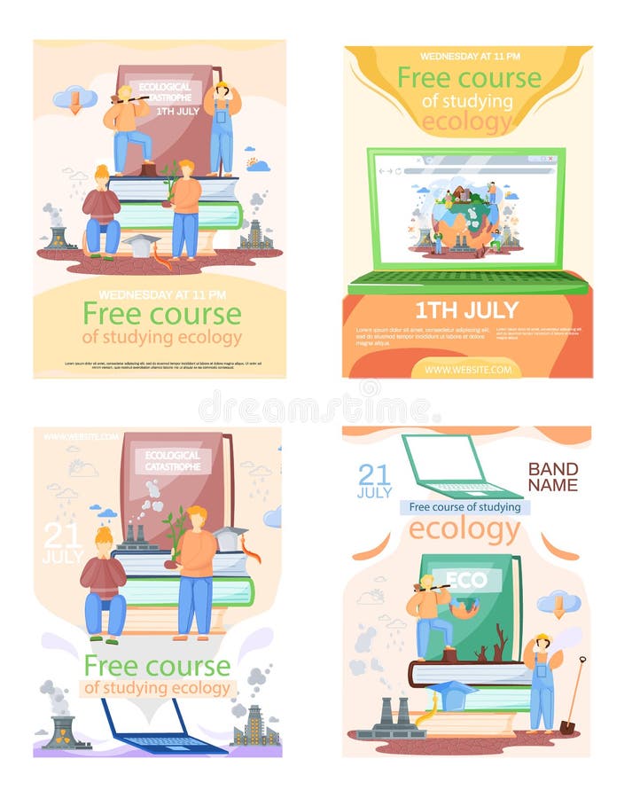 Free Course of Studying Ecology Vector Banner. Ecologist Scientist ...