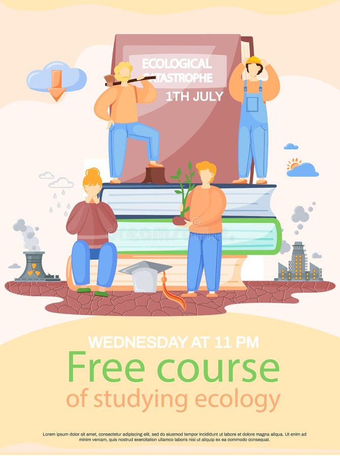 Free Course of Studying Ecology Vector Banner. Ecologist Scientist ...