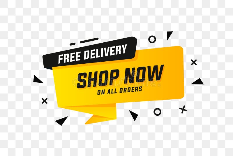 Free Delivery Badge for Advertising on a Transparent Background. Vector ...