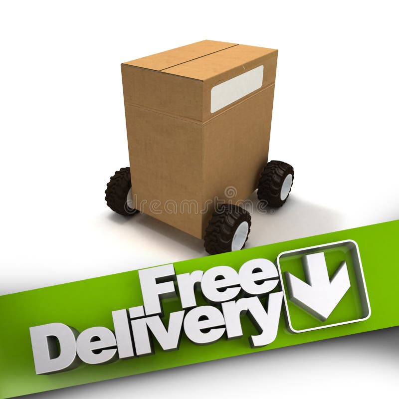 Free Delivery, Box on Wheels Stock Illustration - Illustration of ...