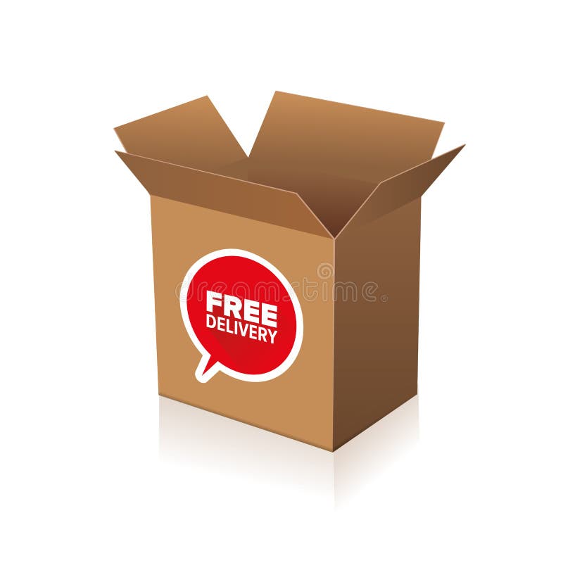 Free delivery cardboard stock vector. Illustration of sign - 50452022