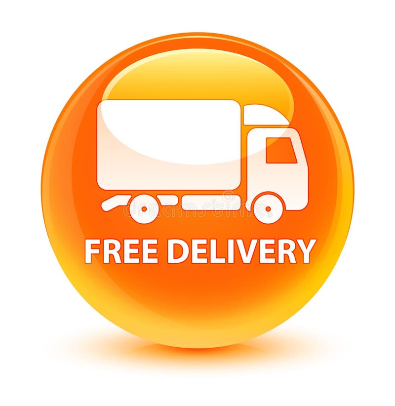 Free Delivery Glassy Orange Round Button Stock Illustration ...