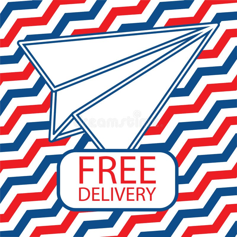 Free Delivery Icon with Paper Plane Stock Illustration - Illustration ...