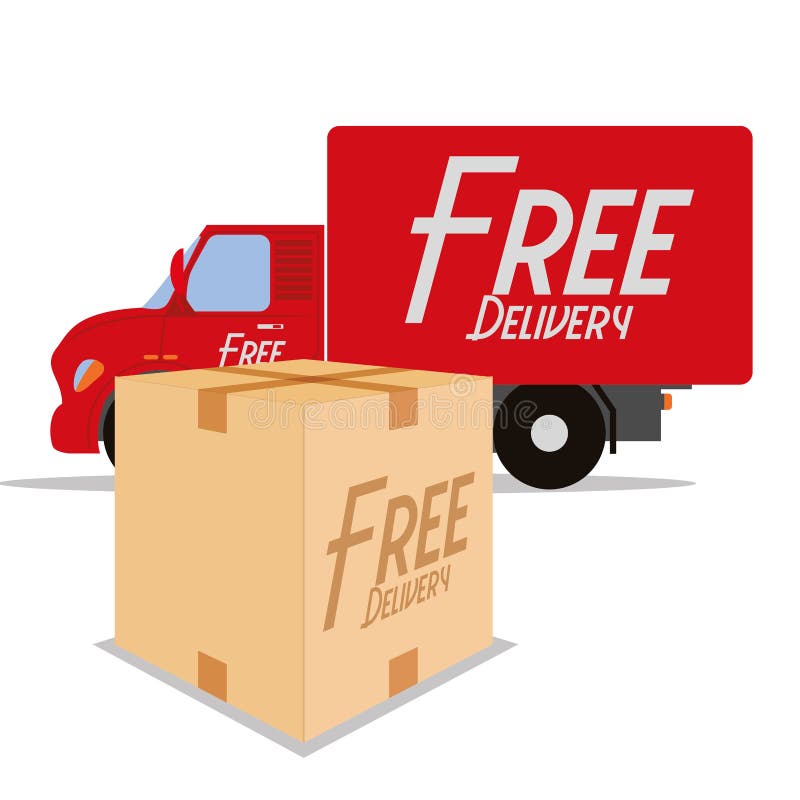 Set of Truck Red Icons - Free Delivery Stock Vector - Illustration of ...