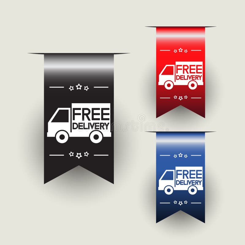 Free Delivery Labels or Ribbons Stock Vector - Illustration of ...