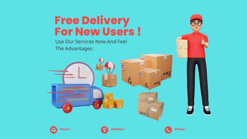 Free Delivery for New User Promotion Light Blue Background Stock ...