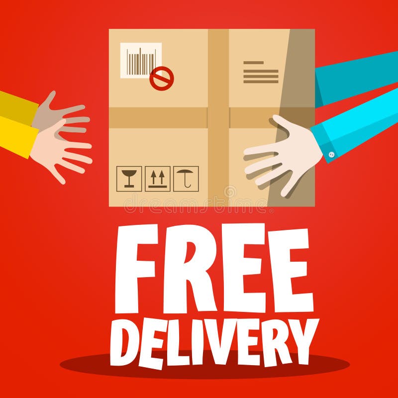 Free Delivery. Paper Box with Hands Stock Vector - Illustration of ...