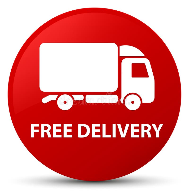 Free Delivery Red Round Button Stock Illustration - Illustration of ...