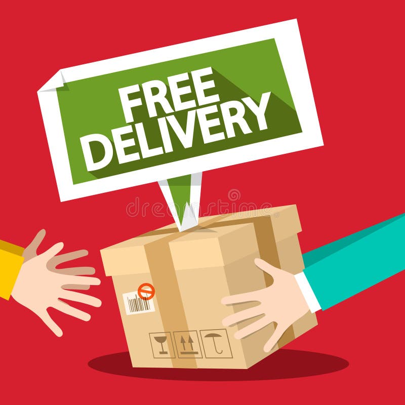 Free Delivery Symbol with Parcel and Hands. Stock Vector - Illustration ...