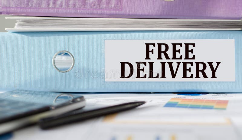 FREE DELIVERY Text Written on Folder with Documents and Calculator ...