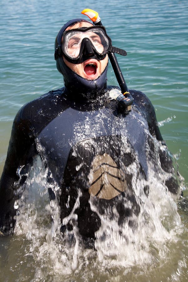 Free-diving stock image. Image of hunter, equipment, drops - 15436859