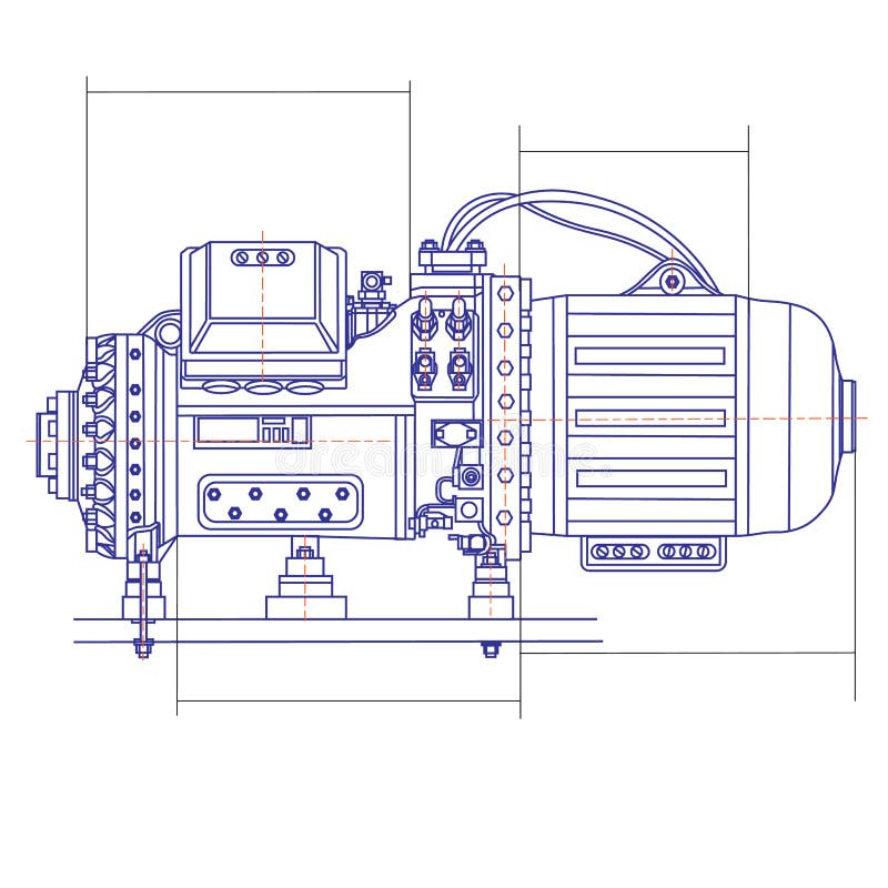 Free Drawing of the Refrigerator Unit. Chiller Unit. Stock Vector ...
