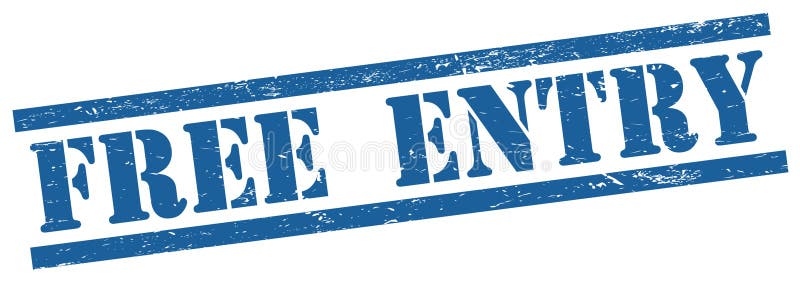 FREE ENTRY Text on Blue Grungy Rectangle Stamp Stock Illustration ...