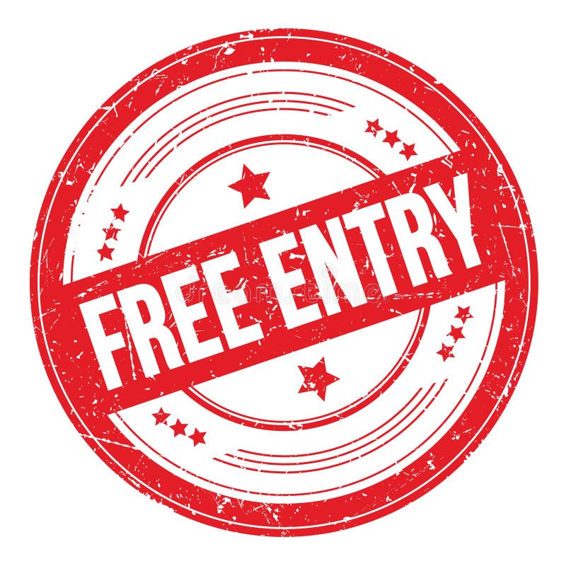 FREE ENTRY Text on Red Round Grungy Stamp Stock Illustration ...