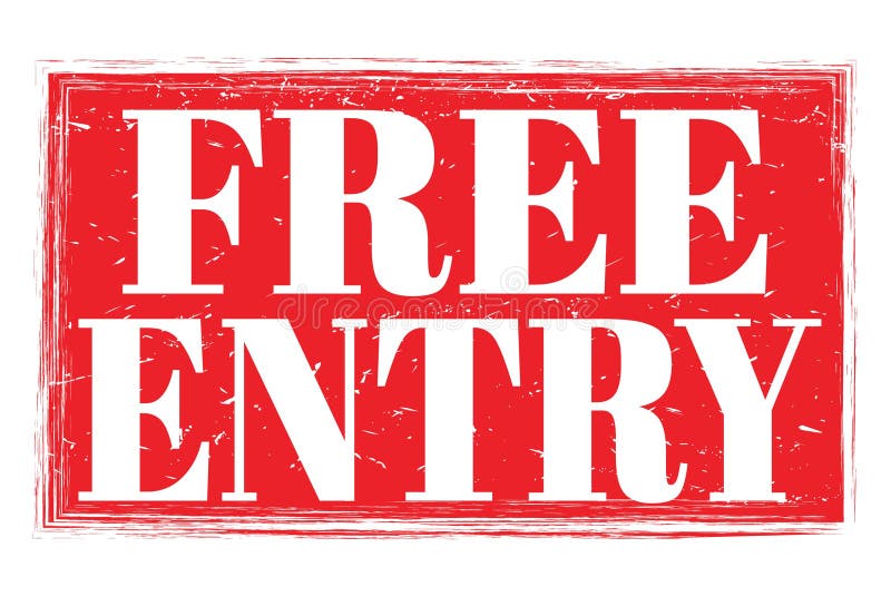 FREE ENTRY, Words on Red Grungy Stamp Sign Stock Illustration ...