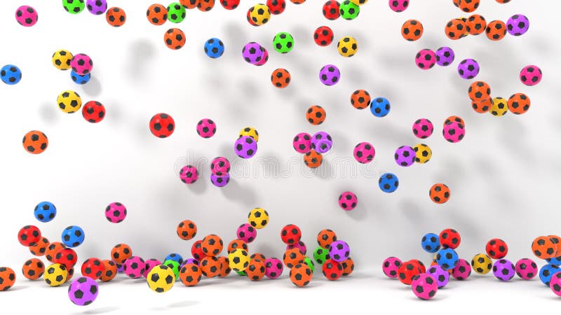 Free Falling Soccer Balls. 3d Illustration. Stock Illustration ...