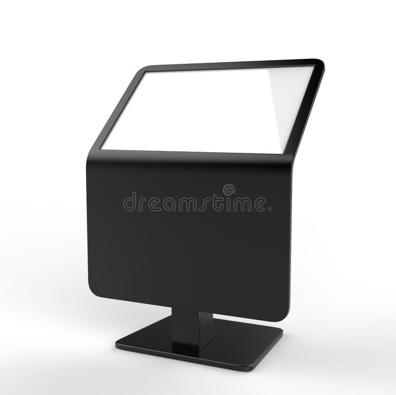Free Floor Standing LCD Touch Screen Kiosk. 3d Render Illustration ... Free Floor Standing LCD Touch Screen Kiosk. 3d Render Illustration ...