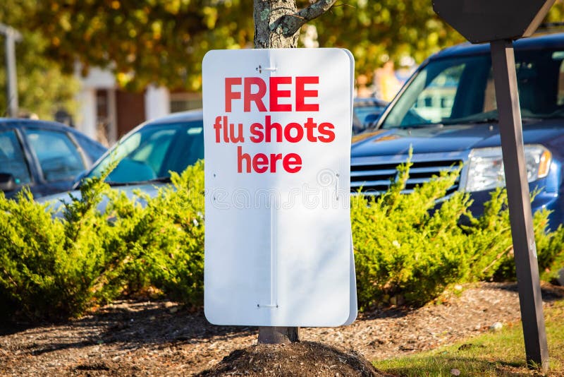 Free Flue Shots Outdoor Sign Walk-in Immunization Stock Image - Image ...