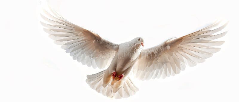 Free-flying White Dove Isolated on White Stock Photo - Image of hope ...