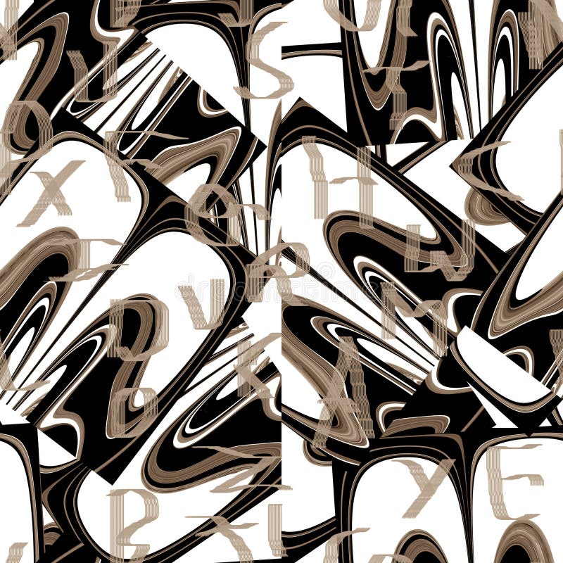 Free Hand Alphabet Wavy Abstract Seamless Pattern Stock Illustration ...