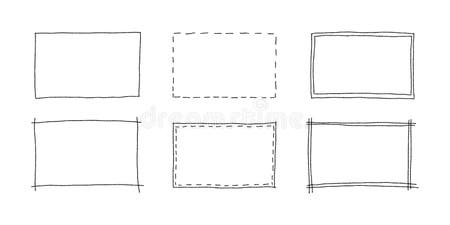 Free Hand Drawn Rectangle Frames Set. Doodle Rectangular Shape. Scribble Pencil Square Text Box ...
