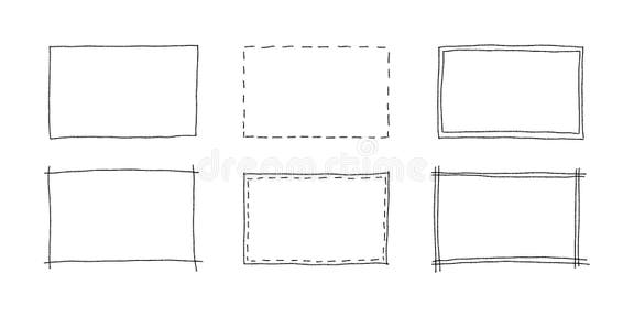 Free Hand Drawn Rectangle Frames Set. Doodle Rectangular Shape. Scribble Pencil Square Text Box ...