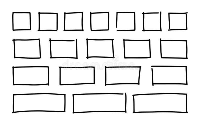 Free Hand Drawn Rectangles and Squares in Different Sizes. Scribble ...