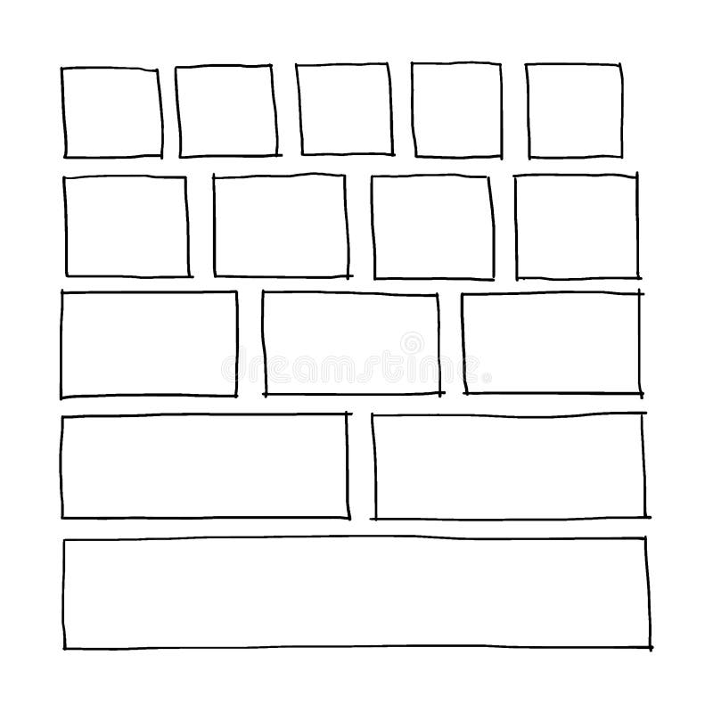Doodle Rectangle Hatched. Drawn Hatching Lines in the Shape of a Long ...
