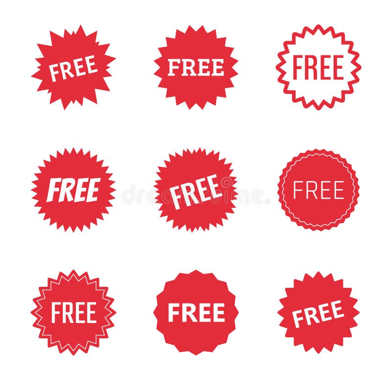 Free Label Icons Set, Free Tag Vector Illustration Stock Vector ...