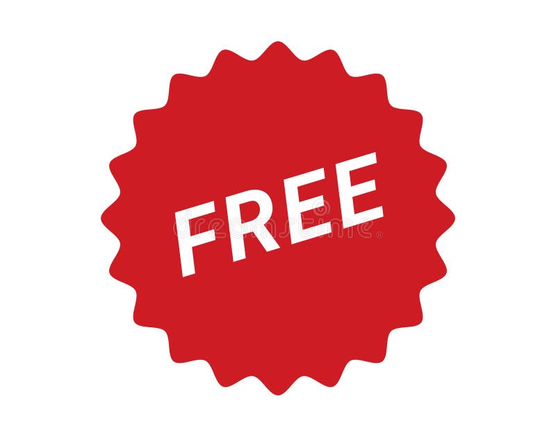 Free Label. Red Badge Sticker Design with the Free Vector Header. Round ...